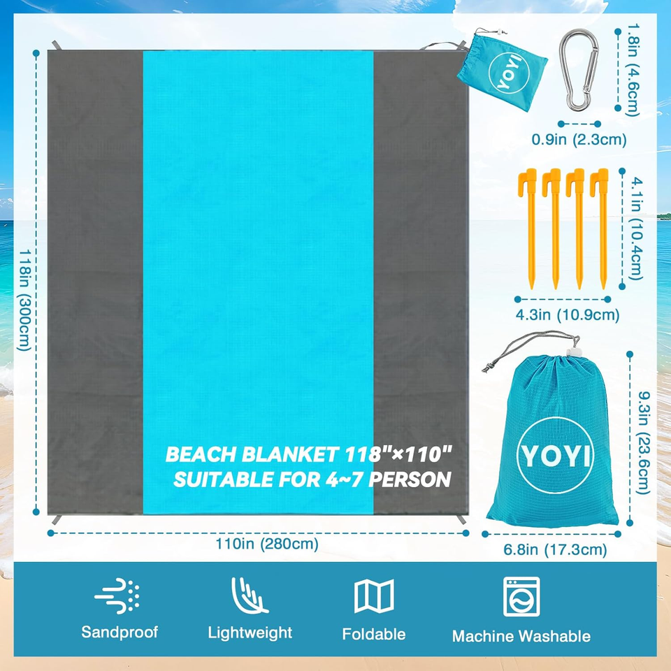 Extra Large Beach Mat, Sandfree Beach Rug, Lightweight Outdoor Picnic ...