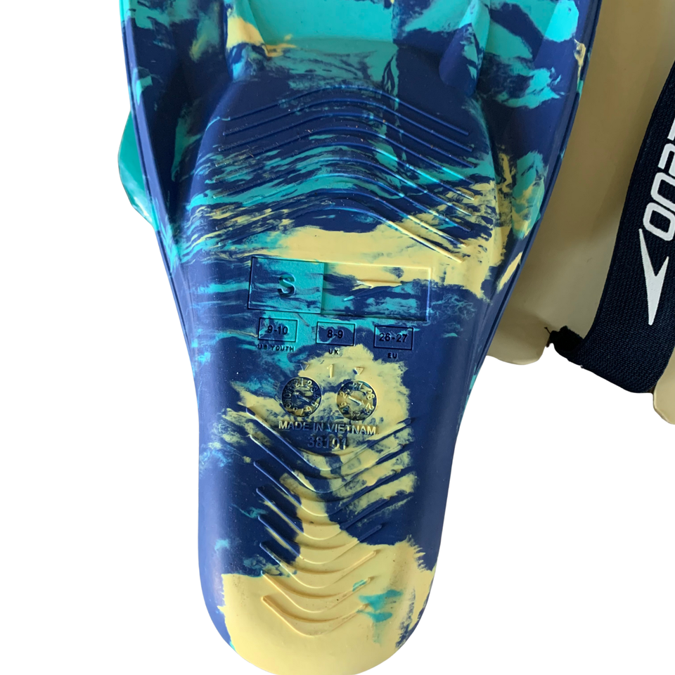 Speedo Kids Swim Fins Aqua Marble Size 9-10 Flippers Training Short ...