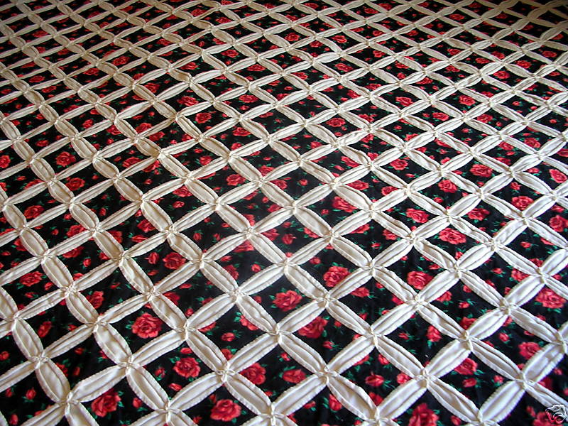 Cathedral Window Quilt, Red Rose Pattern, Queen Size | eBay