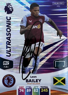 Panini Adrenalyn XL 24 Aston Villa Leon Bailey Signed Card SHINY | eBay UK
