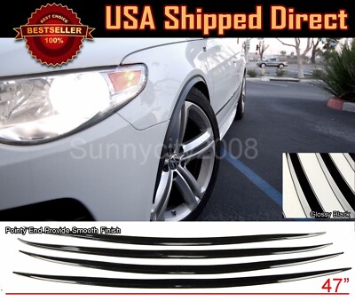 2 Pairs Slim Wide Fender Flare Lip Extension Black Protector Lip For ...