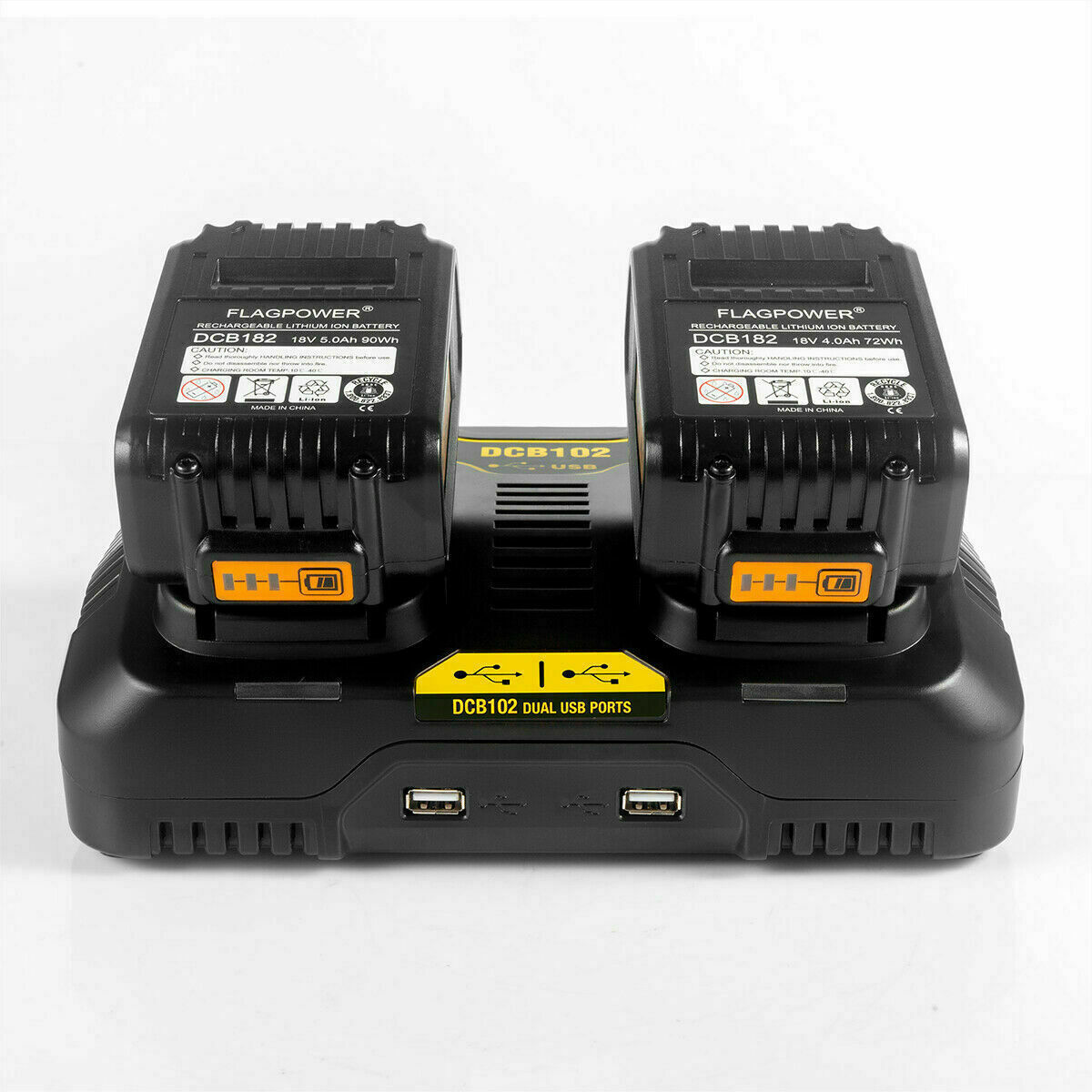 For Dewalt DCB102 Max Lithium Dual 2 Port Battery Charger DCB205 DCB206 ...