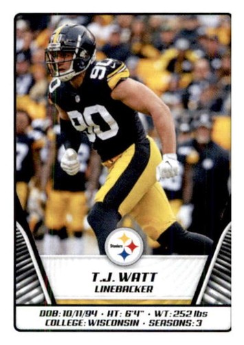 2019 Panini NFL Stickers #155 T.J. Watt Pittsburgh Steelers Football ...