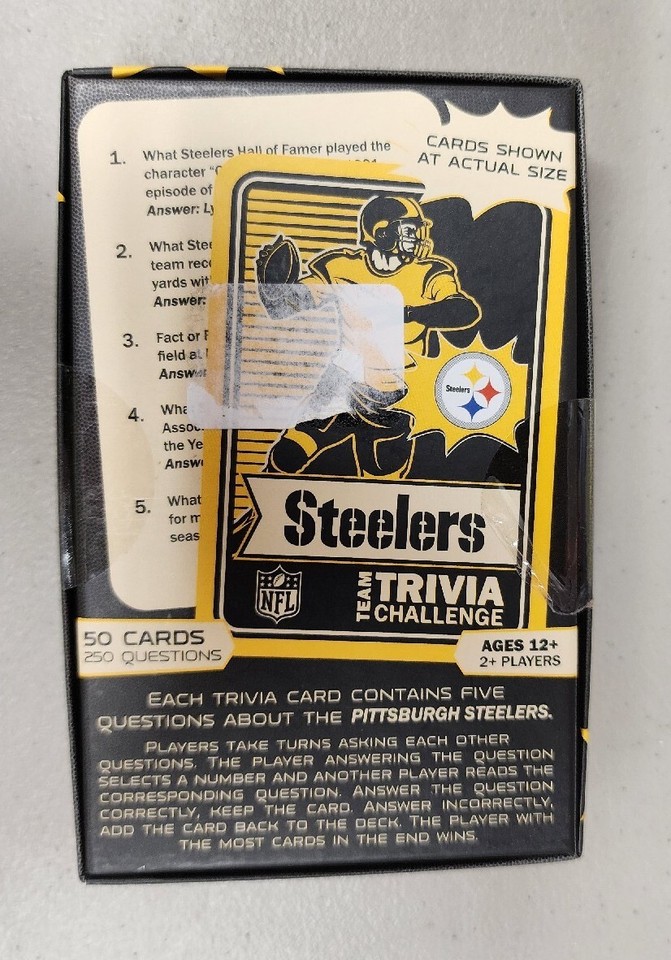 Pittsburgh Steelers, NFL Trivia Challenge 50 Card, 250 Questions ...