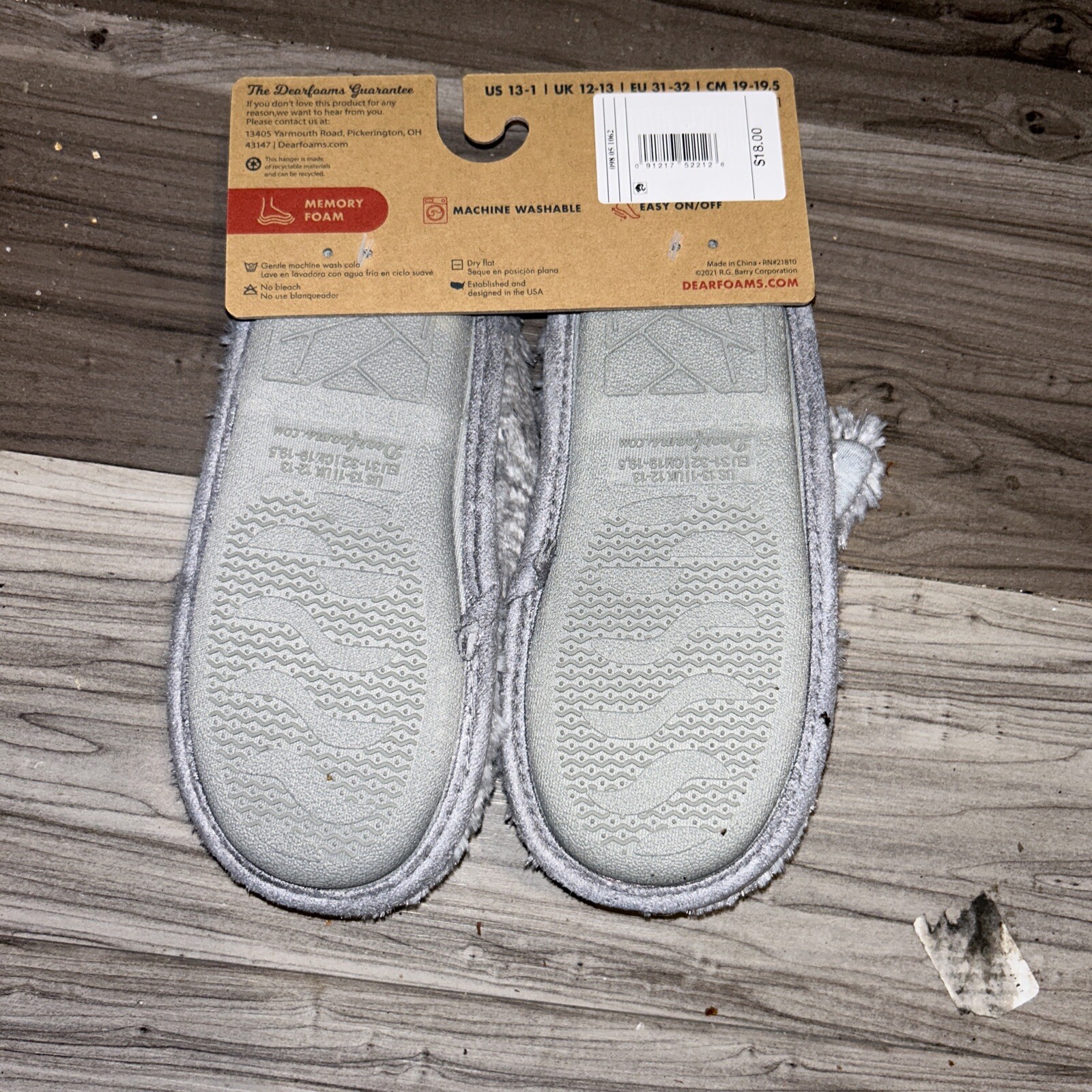 Dluxe by Dearfoams Memory Foam Girls Kids Grey Bunny Slippers Size 13/1 ...