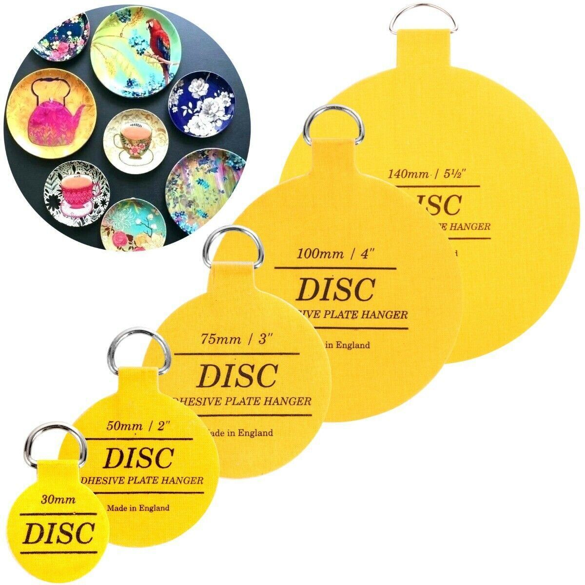 ADHESIVE PLATE HANGER Non Marking Disc Hanging Picture Hook Choose ...