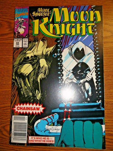 Marc Spector Moon Knight #22 Newsstand Key 1st Chainsaw Midnight Marvel ...