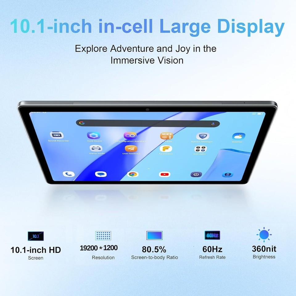 Tablet Android 13 10.1" Gaming Tablet 16GB RAM+256GB ROM Octa-Core 1920 ...