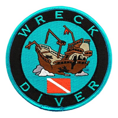 WRECK DIVER SCUBA PATCH DIVING SHIPWRECK ROUND DIVEMASTER embroidered iron-on | eBay