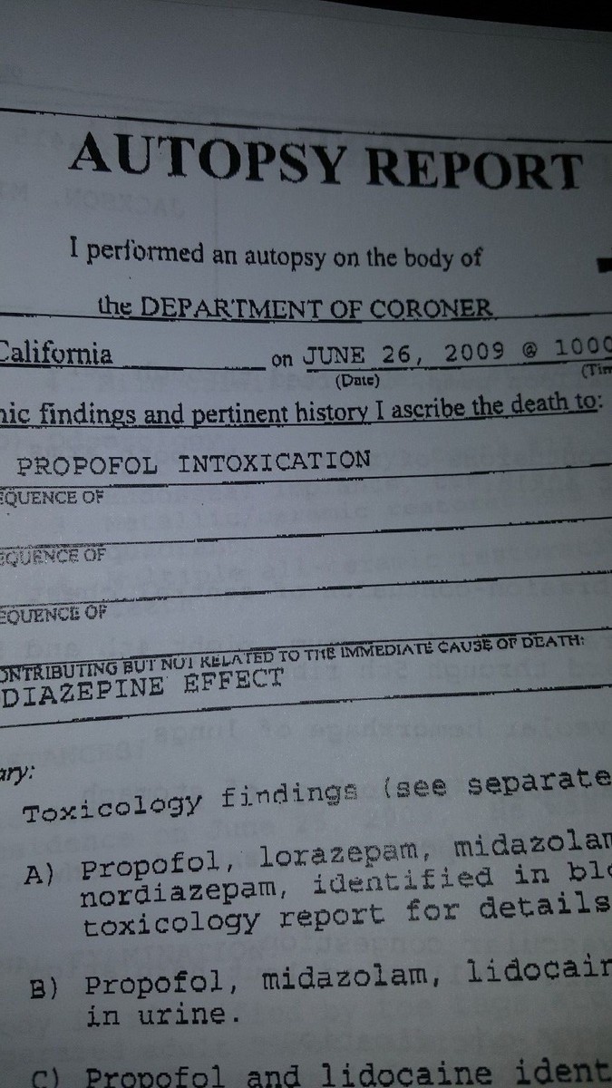 Michael Jackson Coroner Report
