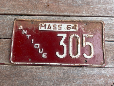 VINTAGE 1964 MASSACHUSETTS MA ANTIQUE AUTO LICENSE PLATE 305 | eBay