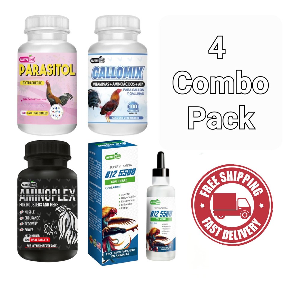 4 Pack Multivitamin Para Pollos - Combo For Rooster Parasitol B12 5500 ...