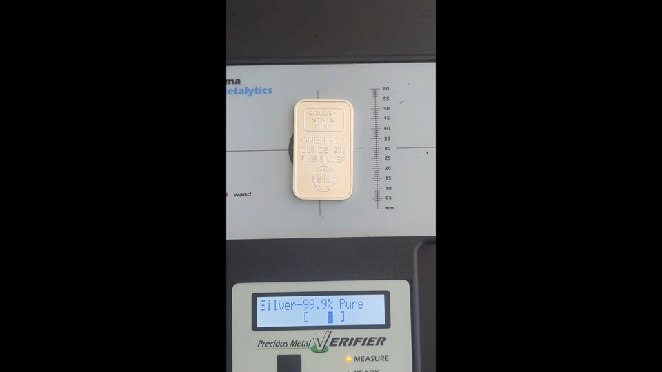 1 oz fine Silver 999 fine Bar /Sigma Metalytics verified (Golden State ...