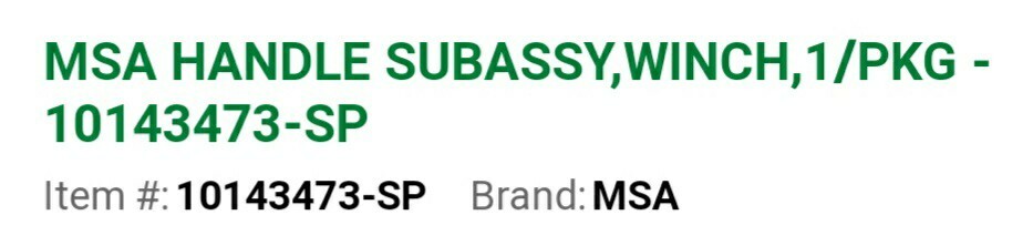 MSA 10143473-SP Handle Subassembly for Winch for sale online | eBay