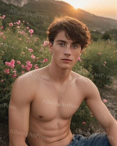 Male Model Photo Print Slender Handsome Shirtless College Abs -XX484 | eBay