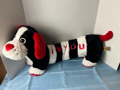 I LOVE YOU Puppy Dog Plush Dan Dee Stuffed Animal Red Black & White 25 ...