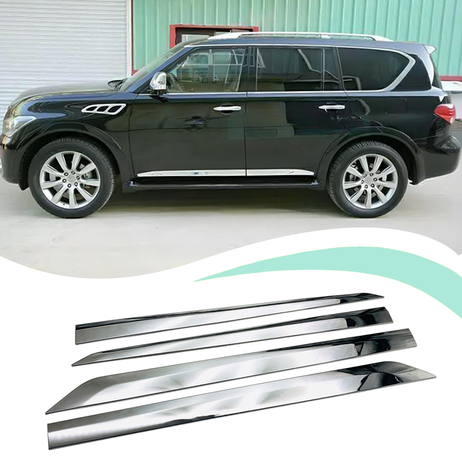 4pcs Door Side Sill Moulding Trim Plate Fit For Infiniti QX80 2011-2024 ...