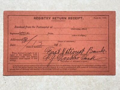 D2347 Postcard Postal Card Post Office return receipt Wonewoc WI ...