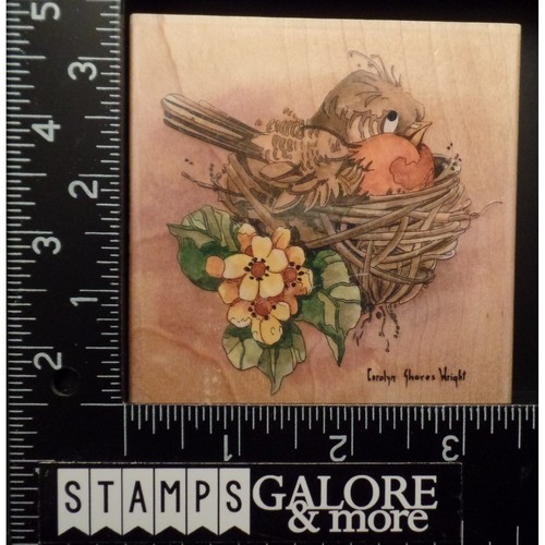 Stamps Happen Rubber Stamps 60043 ROBIN TWIG BIRDS NEST FLOWERS ANIMAL ...