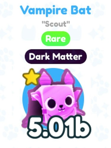 DM Dark Matter Vampire Bat Pet Simulator sim X PSX for Roblox | eBay