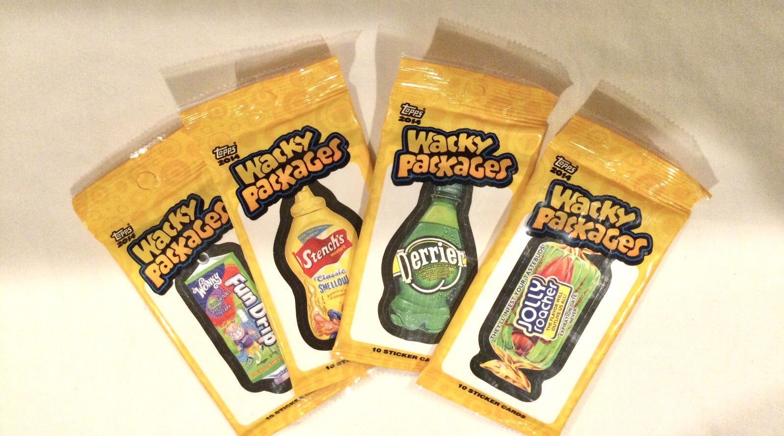 2014 TOPPS WACKY PACKAGE RETAIL CLEAR PACKS LOT OF (4) NEW SEALED. 40 ...
