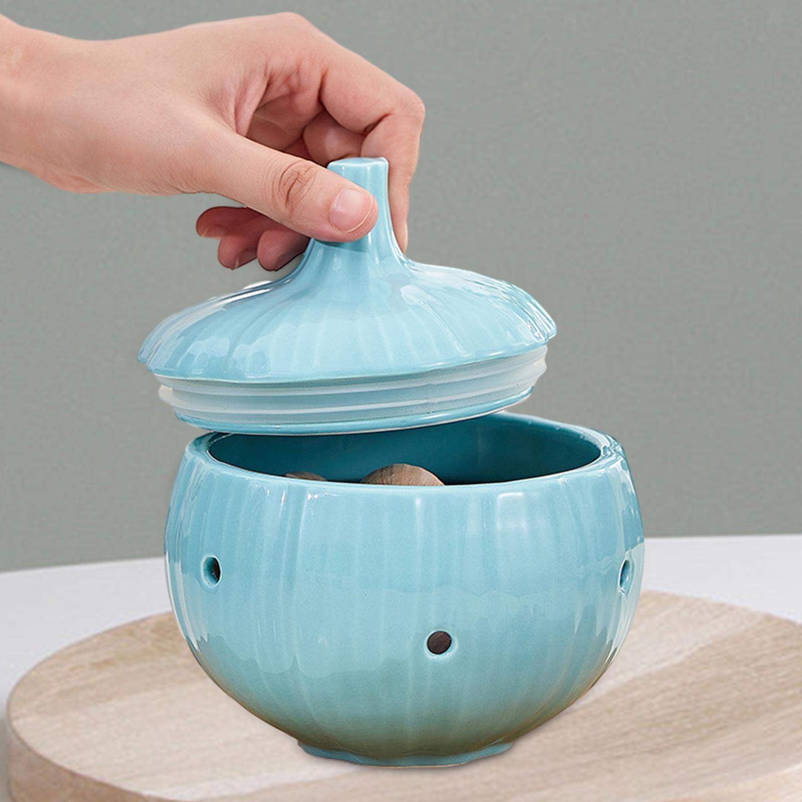 Ceramic Garlic Keeper Garlic Jars Round Creative for Restaurant Shop ...