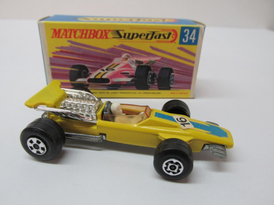 MATCHBOX Superfast 34A Formula 1 Yellow / RARE AMBER WINDOWS / Blue 16 ...