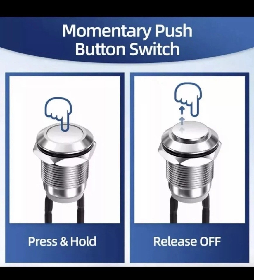 4 Pcs 12mm 12V Metal Waterproof Momentary Push Button Switch for Car ...