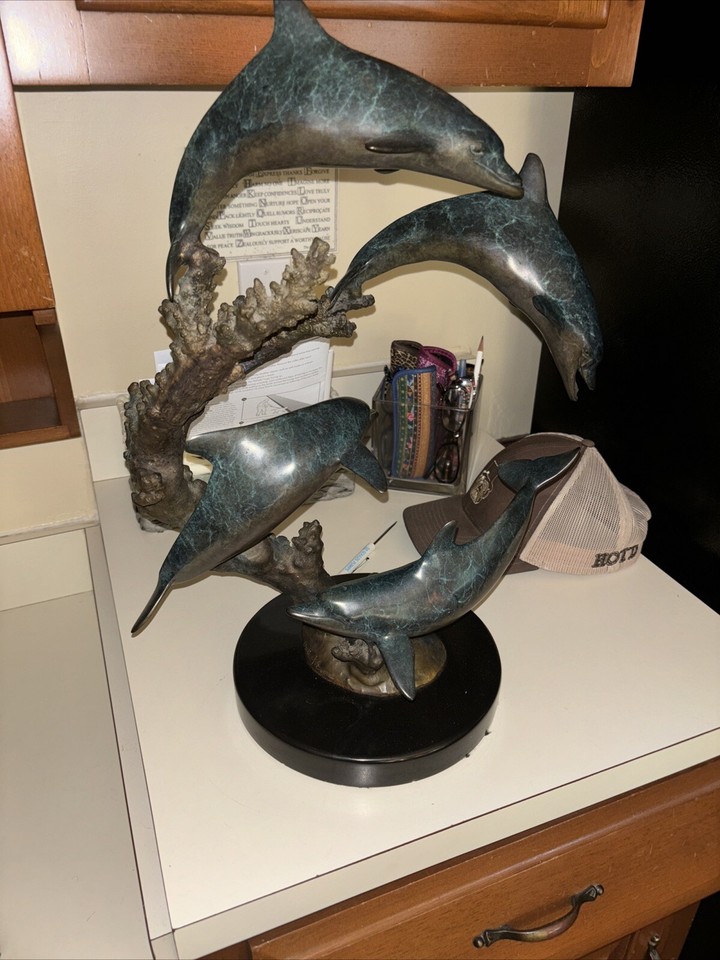 Dale Joseph Evers Dolphin Sculpture | 4 Dolphins And Coral 133/200 1991 ...