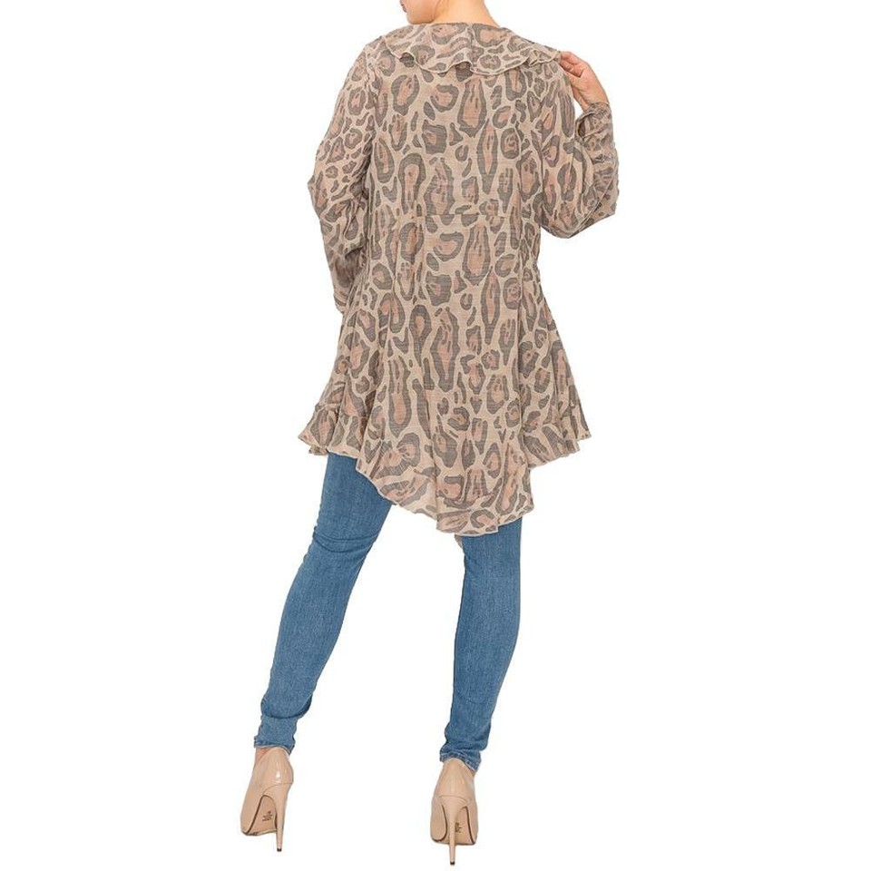 Origami Apparel Women's Leopard Animal Print Lightweight Cardigan with ...