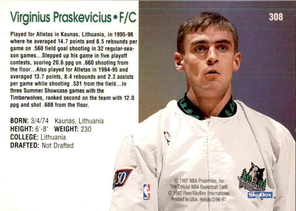 1996-97 NBA Hoops Virginius Praskevicius Basketball Cards #308 | eBay
