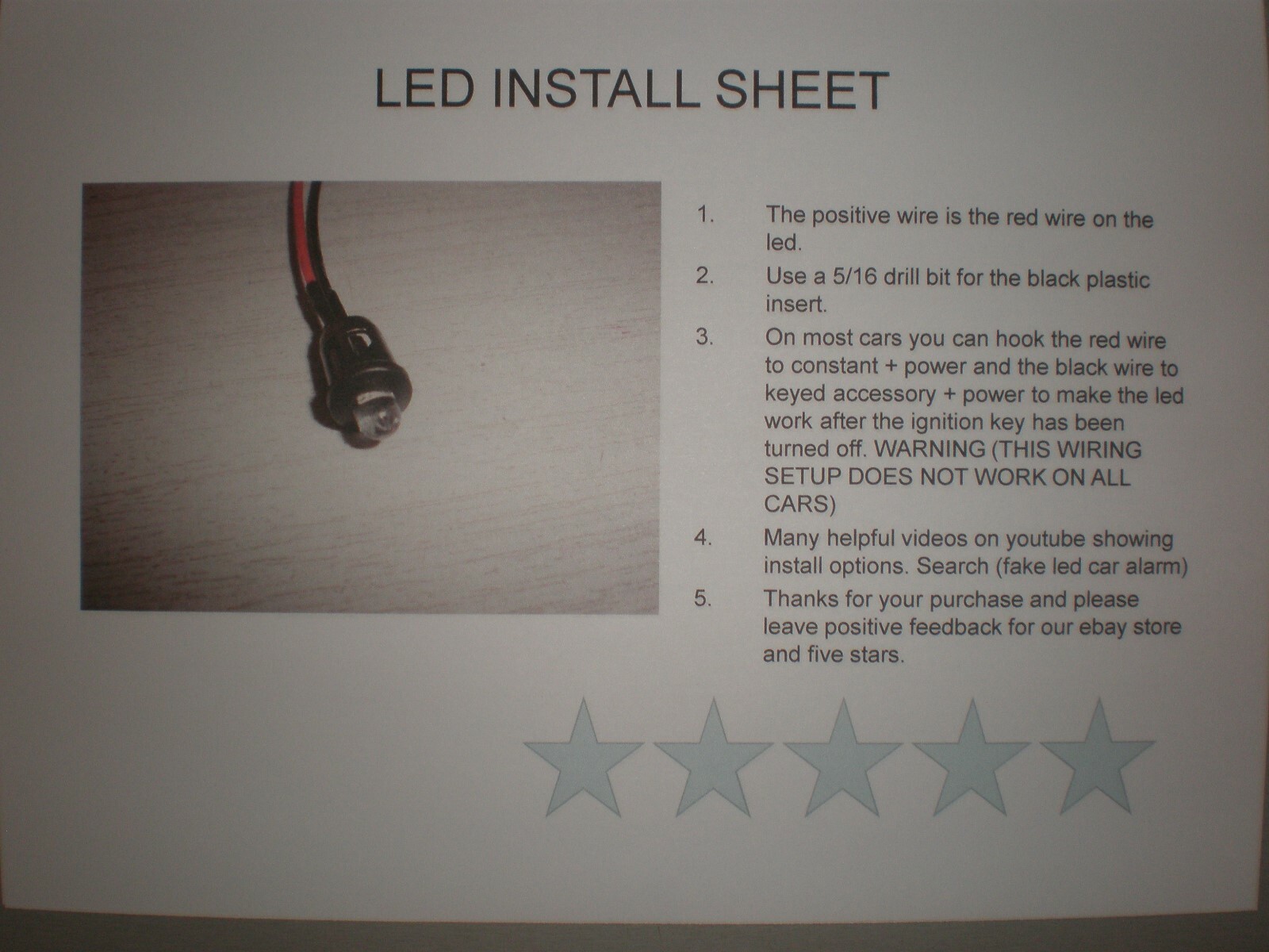 (1) BLUE FLASHING LED, FAKE VIPER CAR ALARM WITH BLACK PLASTIC DASH ...