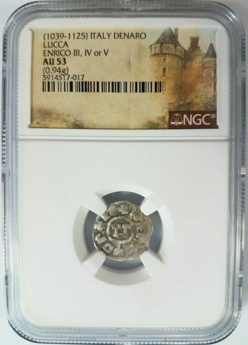 Enrico III NGC AU 53 Lucca Silver Denier Knights Templar Italy Holy ...