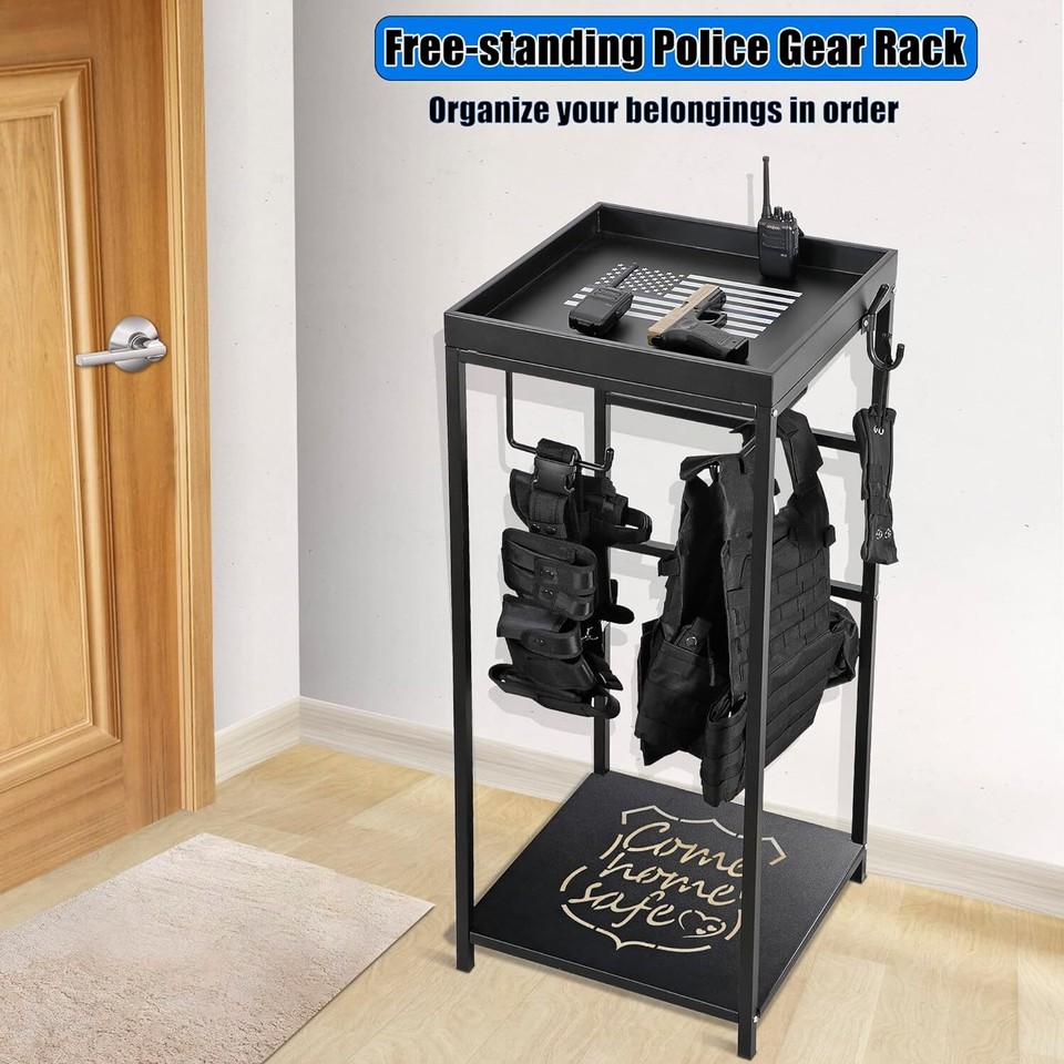 Police Gear Stand, Police Hanger, Tactical Duty Gear Rack with 3 Hooks ...
