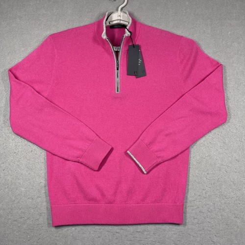 Greyson Sweater Mens Medium Sasanqua Pink Sebonack Cashmere Golf 1/4 ...
