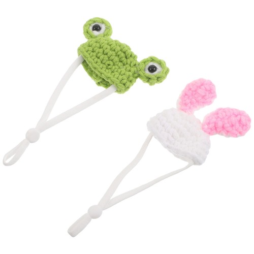 2 PCS Puppy Headwear Cap Mini Pet Snake Hat Frog Holiday Dog Knitted ...