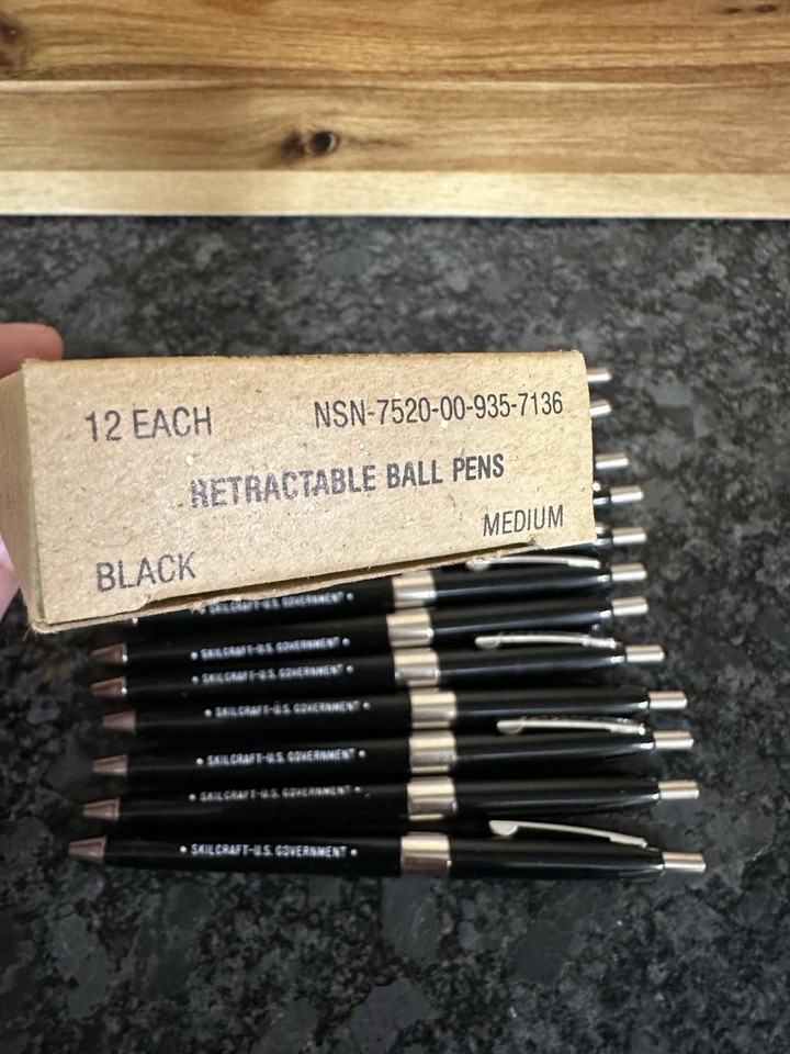 Box Of 12 Vintage Skilcraft US Government Military Ball Pens Black ...