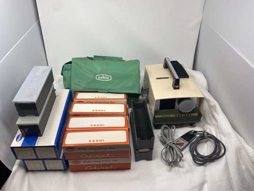 Vintage MANON CABIMAT 35 100mm Slide Projector TESTED w/Cover + 16 ...