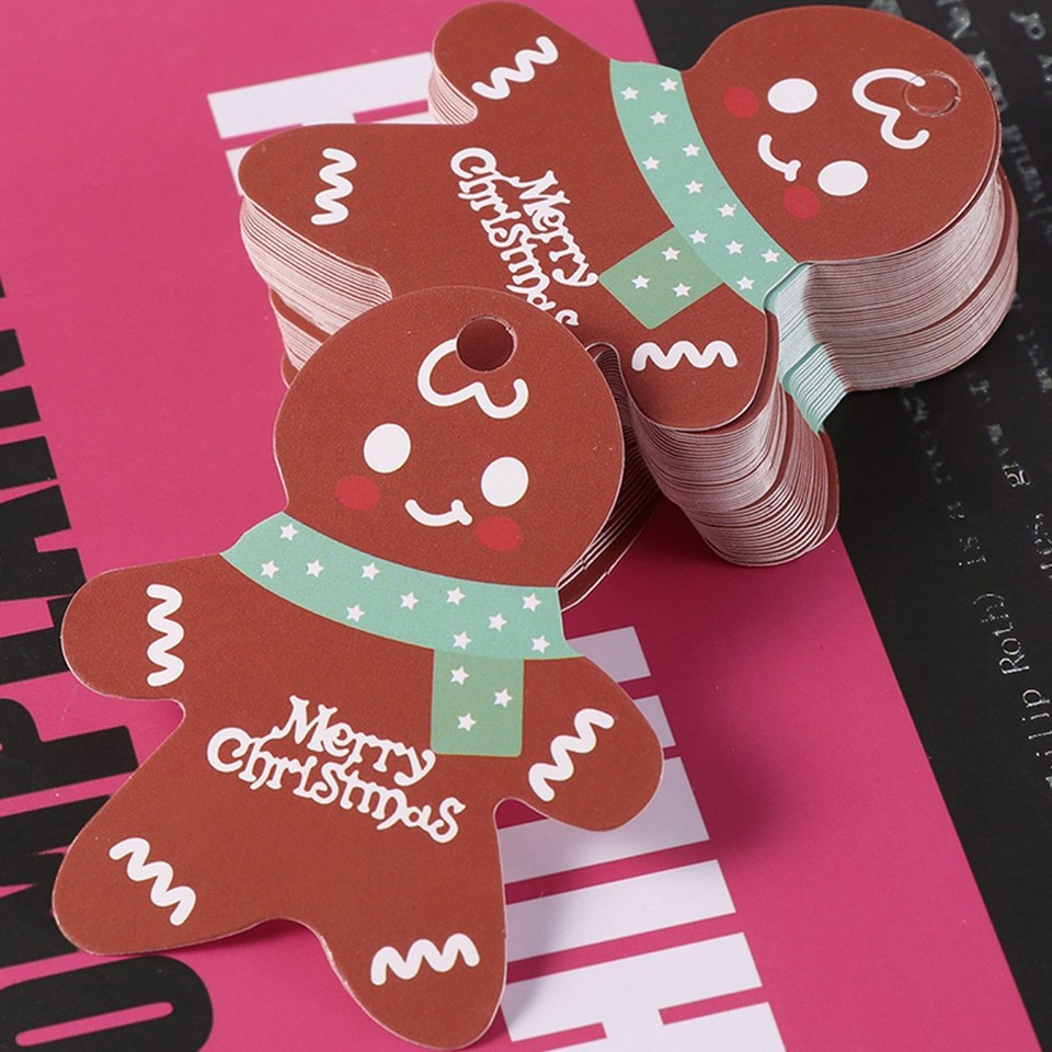 100 Pcs Gingerbread Man Hanging Decorations Tag Holiday Tags Present ...