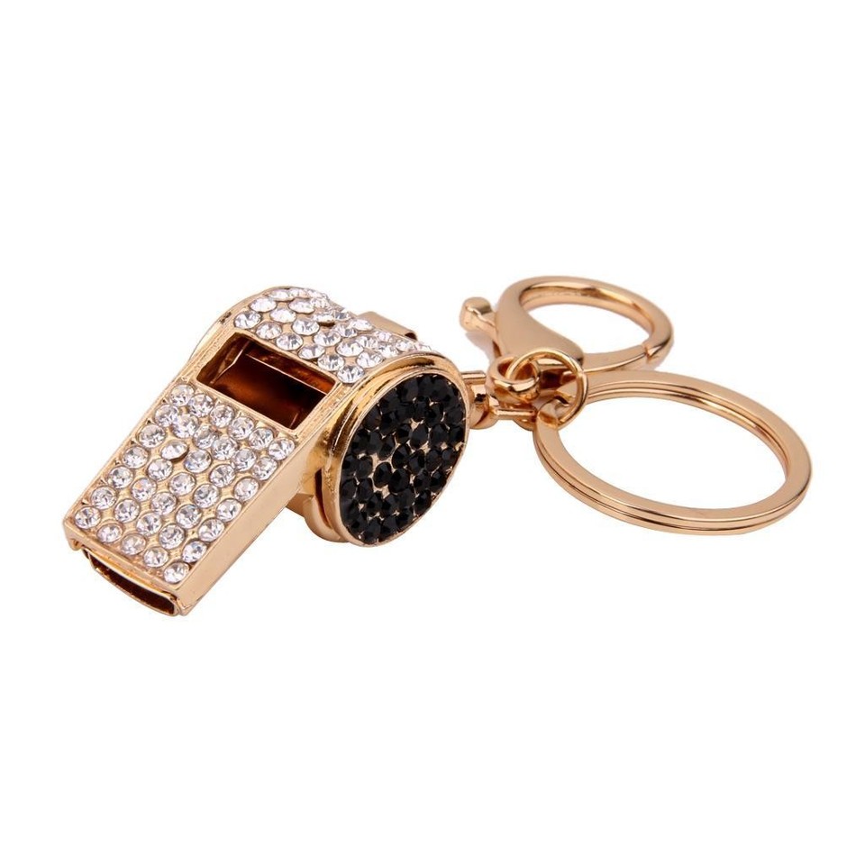 Creative Crystal Rhinestone WHISTLE Charms Pendant Key Ring Chain Key ...
