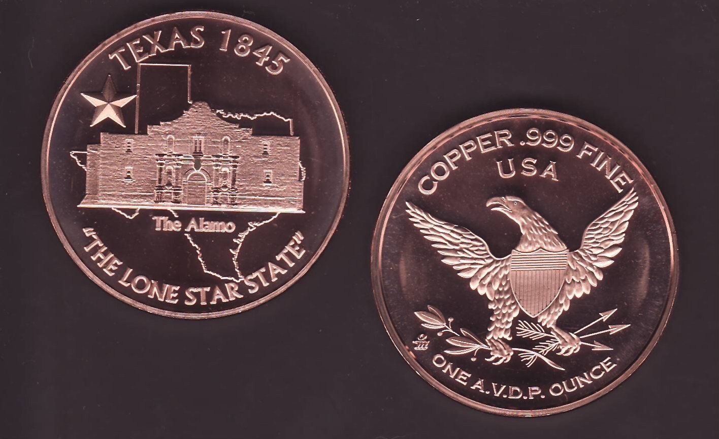 TEXAS design 1 oz. Copper Round coin THE ALAMO Pre-C | eBay