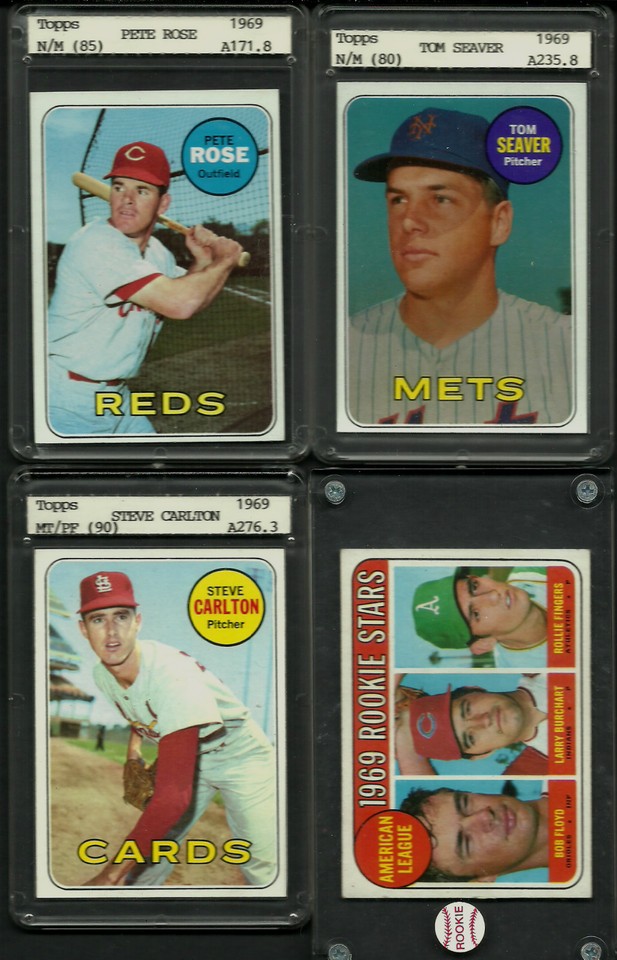 1969 TOPPS COMPLETE SET MANTLE RYAN JACKSON MAYS ROSE AARON BENCH PSA 7 ...