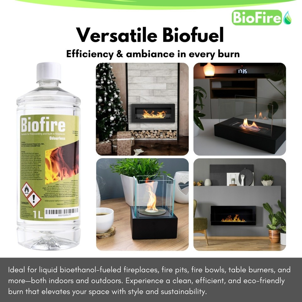 Fuel Ethanol Fire BIOFIRE Clean Burn Bio ethanol Premium Odourless 12 ...