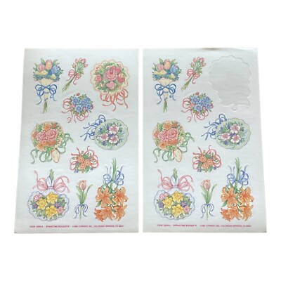Pair Vintage Springtime Bouquet Stickers Sheet by Current 1990 ...