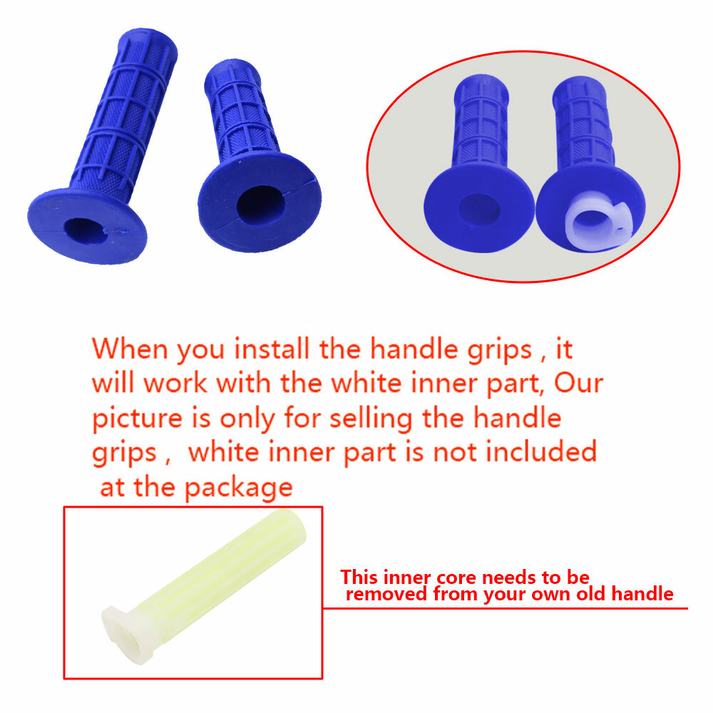 BLUE MOTORCYCLE DIRT BIKE ATV 7/8" HANDLEBAR RUBBER GEL BLUE HAND GRIPS ...