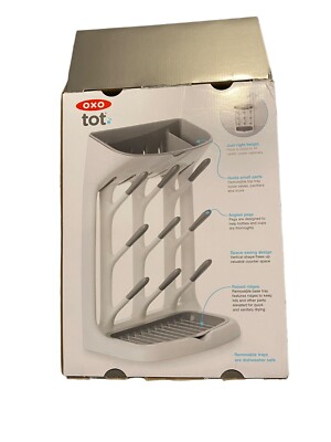 OXO Tot Space Saving Drying Rack Baby Bottles Lids Removable Tray BPA ...