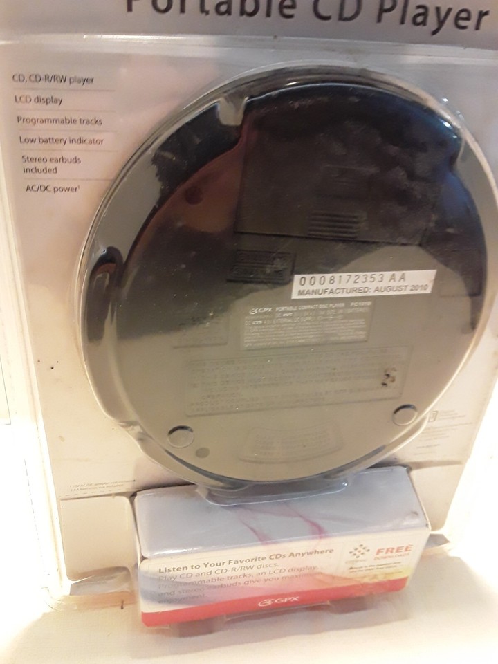 GPX Portable Compact Disc Player PC101B CD, CD-R/RW Player Stereo ...