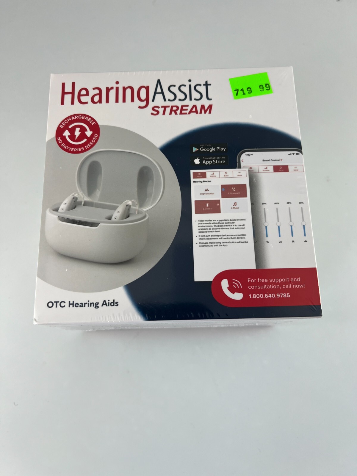 HEARING ASSIST STREAM OTC W/FULL BLUETOOTH STREAMING & APP RECHARGE ...
