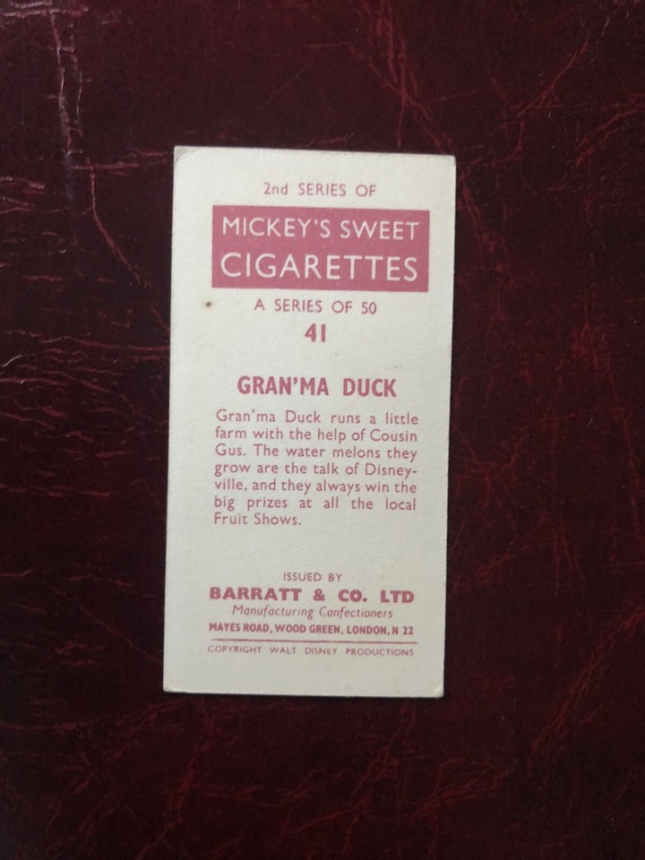 1957 Barratt Walt Disney - Mickey's Sweet Cigarettes - GRAN’MA DUCK ...