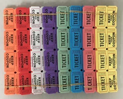 200 Double Stub Raffle Tickets Split the Pot 50/50 2 Part Folded As ...